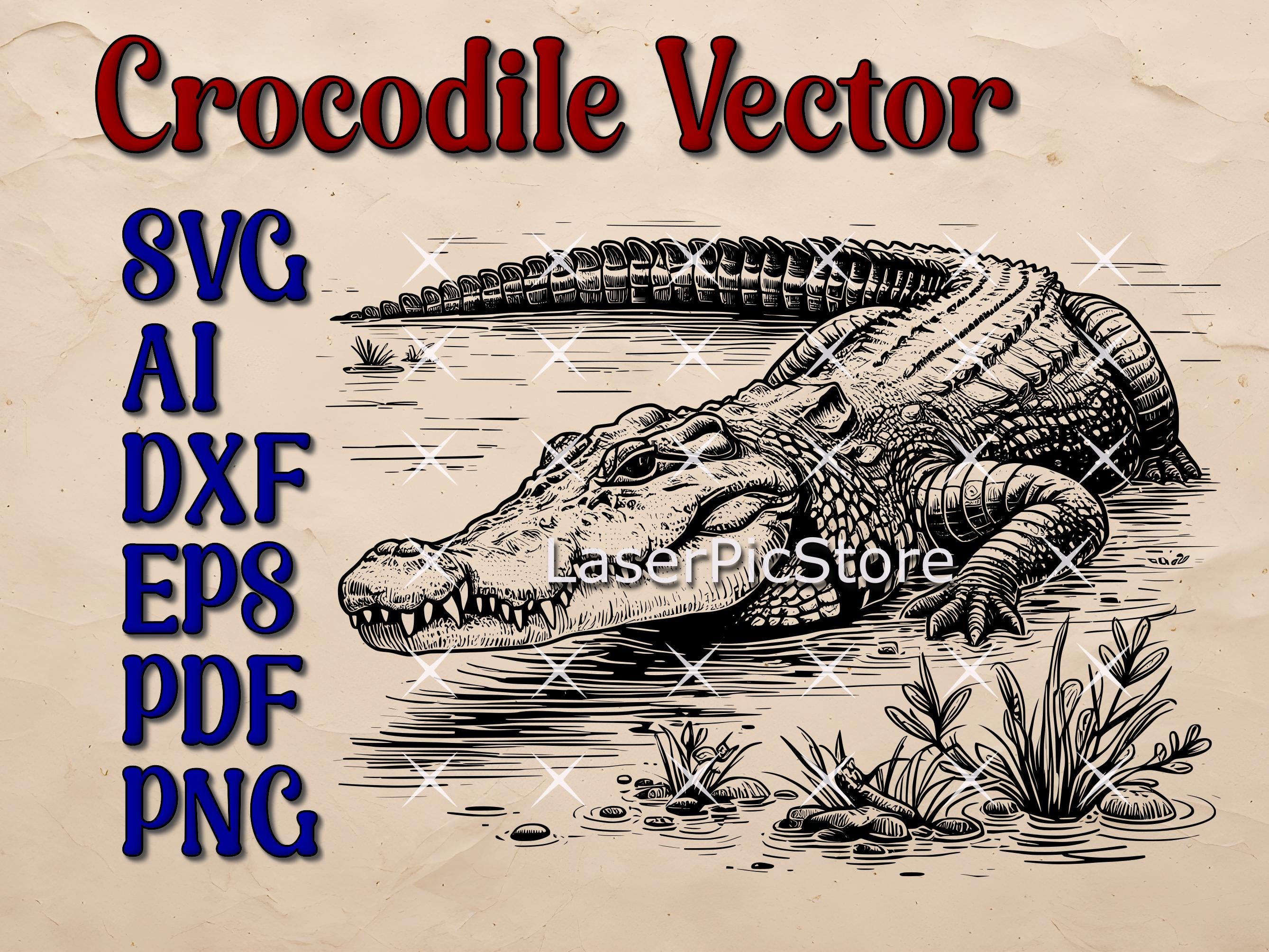 Crocodile Vector File - SVG AI DXF - Australian Animal Svg - Saltwater ...