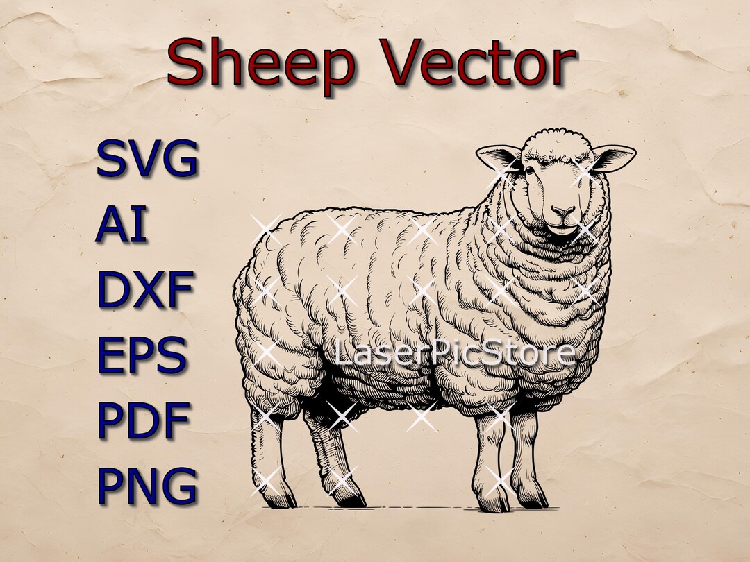 Sheep Vector File - SVG AI DXF - Farm Animal Svg - Sheep Engraving - Etsy