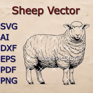 Sheep Vector File - SVG AI DXF - Farm Animal Svg - Sheep Engraving - Etsy