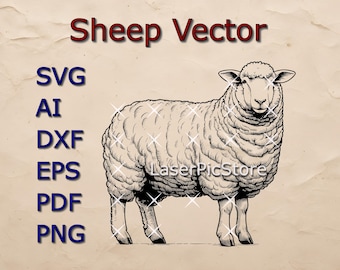 Sheep Vector File - SVG AI DXF - Farm Animal Svg - Sheep Engraving - Etsy