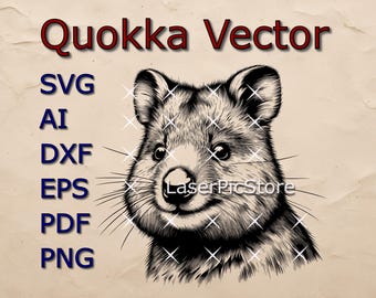 Detailed Vector of a Cute Quokka Head - SVG AI DXF + More - Australian ...