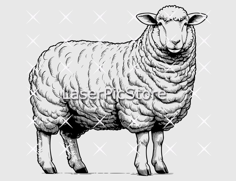 Sheep Vector File - SVG AI DXF - Farm Animal Svg - Sheep Engraving - Etsy