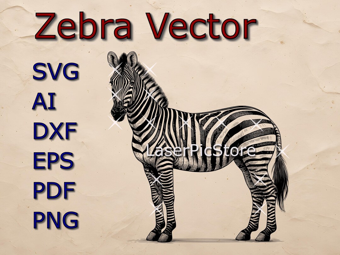 Zebra Vector File - SVG AI DXF - African Animal Svg - Zebra Laser File ...