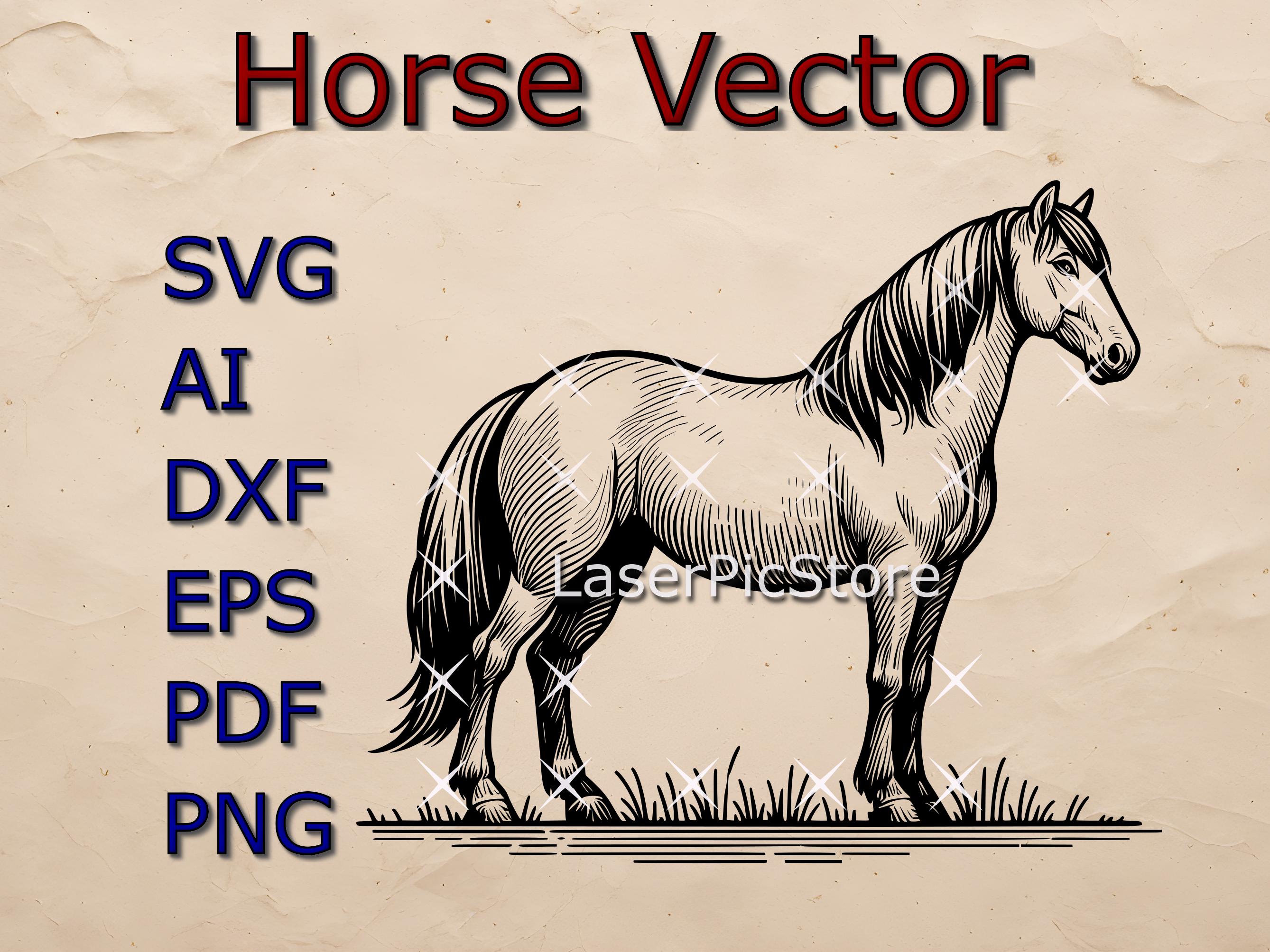 Horse Vector File - SVG AI DXF - Farm Animal Svg - Horse Engraving - Etsy