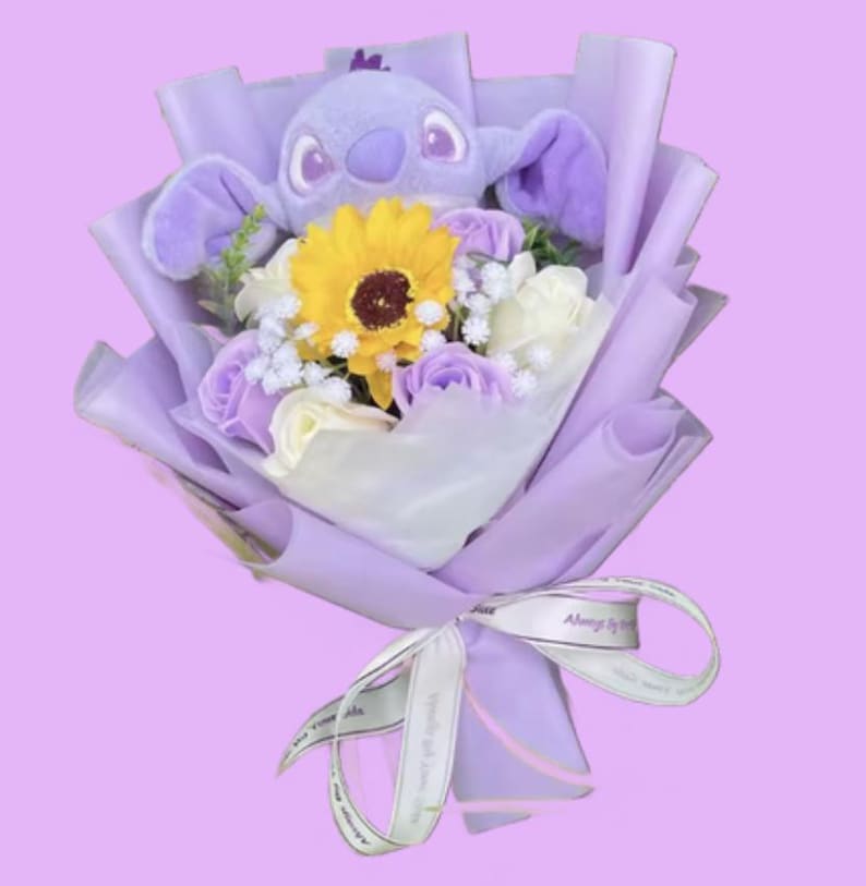 Stitch Plush Bouquet, Disney Cartoon Lilo and Stitch Pink, Blue, Purple ...