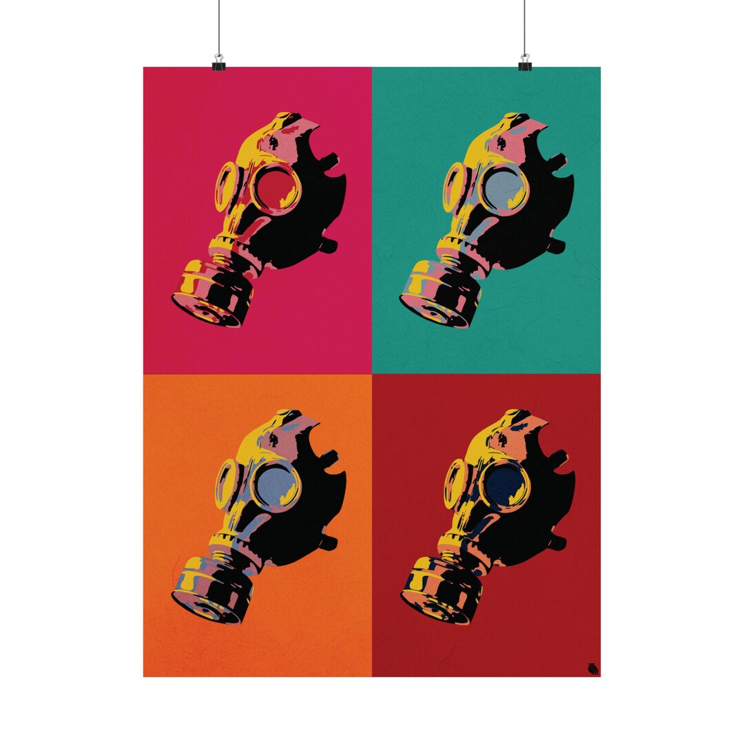 Pop Art Gas Mask Posters Vibrant Gas Mask Pop Art Poster Bold and Edgy ...