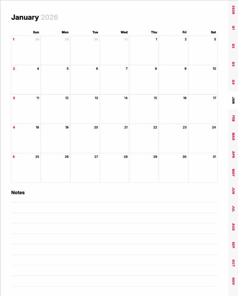 2026 Minimalist Digital Planner | Weekly & Monthly Layout (PDF) - Etsy