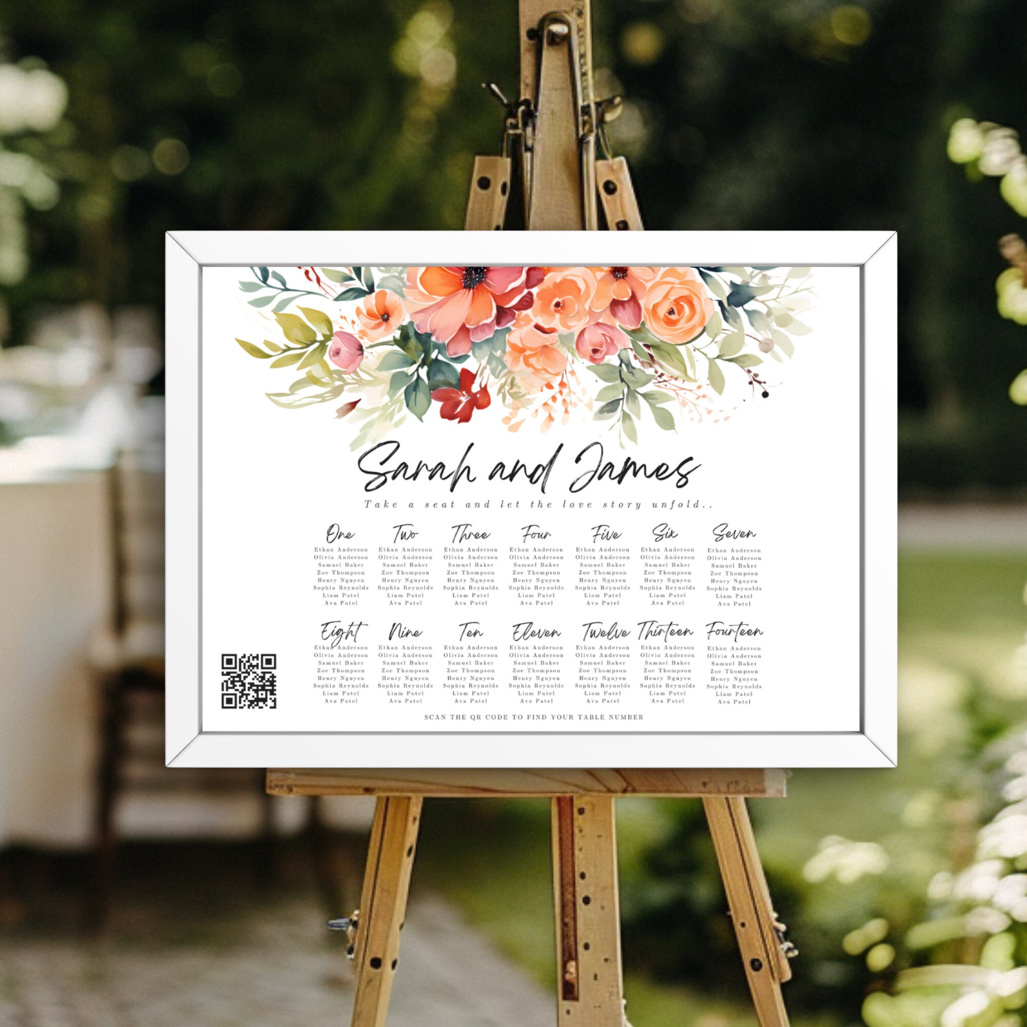 Wedding Seating Chart, SVG, QR Code, Wedding, Floral, Editable, Canva ...