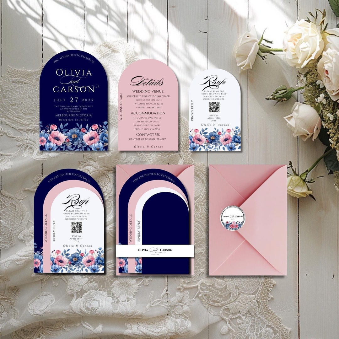 Luxury Wedding Invitation Suite, Wedding Invite Stack, Elegant Blush ...