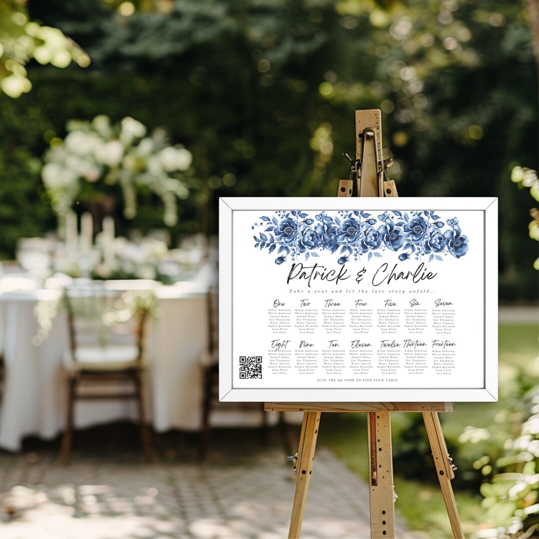 Wedding Seating Chart Template, Wedding Table Sign, SVG, QR Code ...