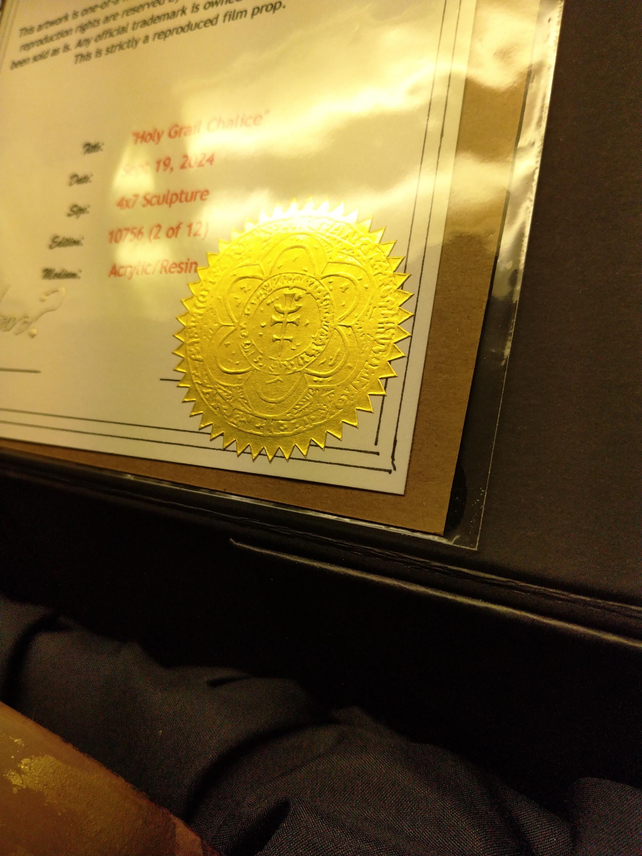 Indiana Jones, Holy Grail Chalice Replica, Resin Made, COA Prop in ...