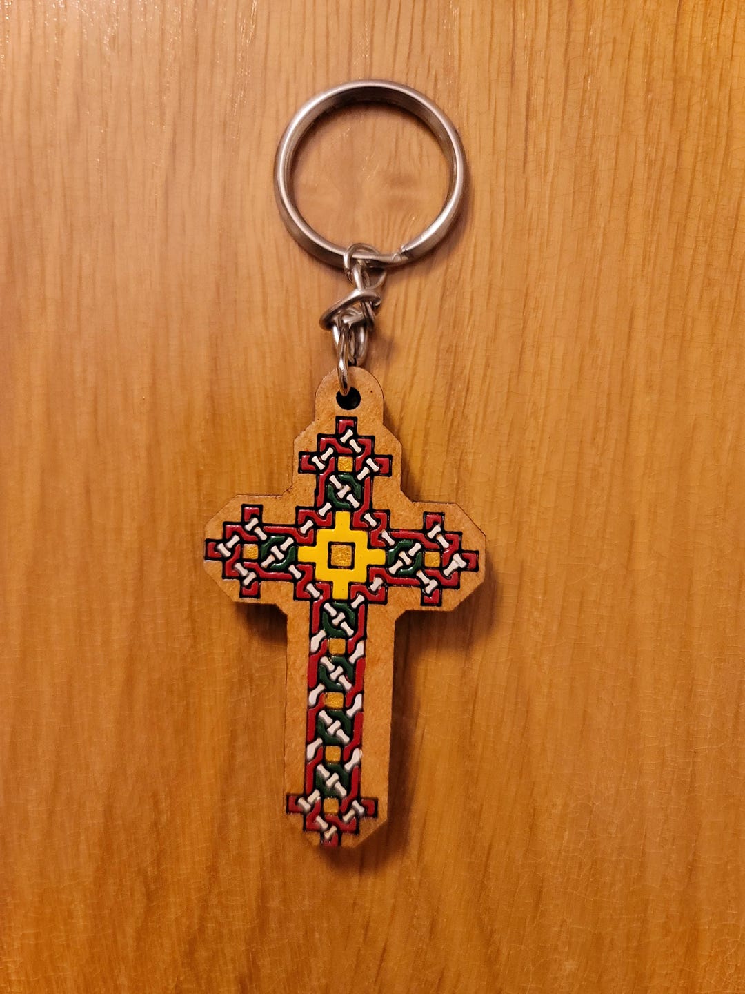 2.6in | Coptic Orthodox Hand Painted Hand Made Wooden Cross Keychain ...
