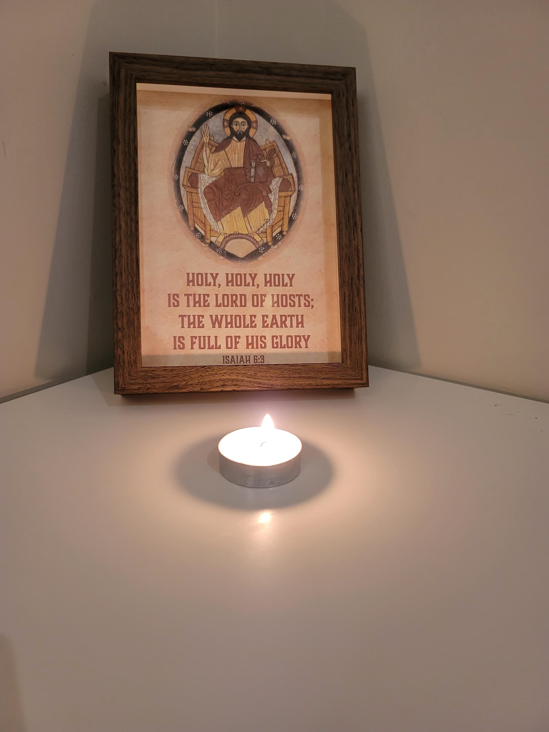 7.5in | Holy Holy Holy | Isaiah 6 | Christian Wall Frame Decor | Coptic ...