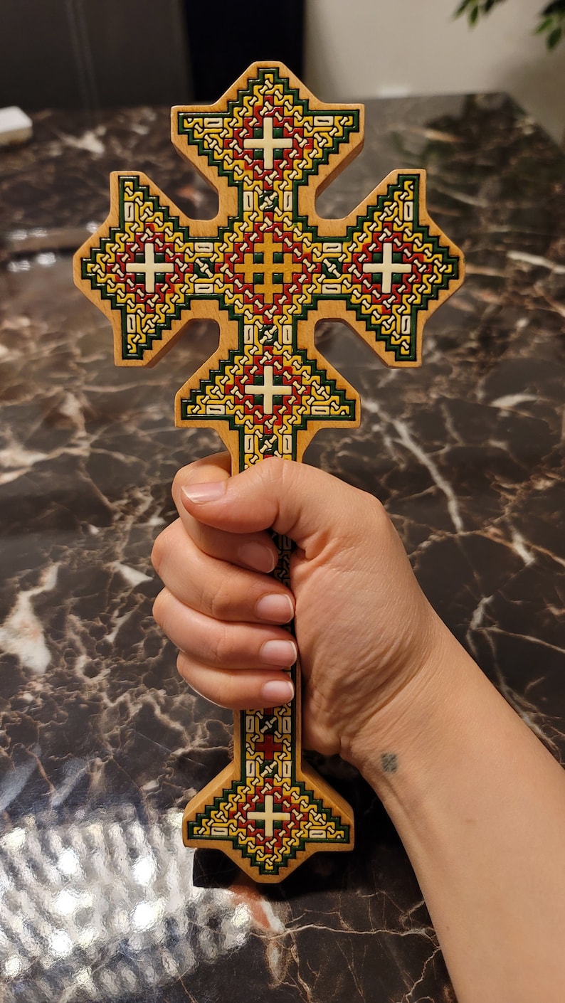 10in | Coptic Orthodox "iota COPTIC Art" Wooden Hand-made | Hand ...