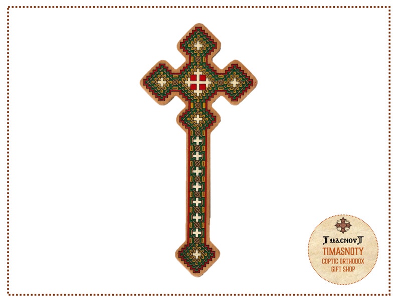 8in | Coptic Orthodox "iota COPTIC Art" Wooden Hand-made | Hand Painted Hand Cross (1) - Etsy