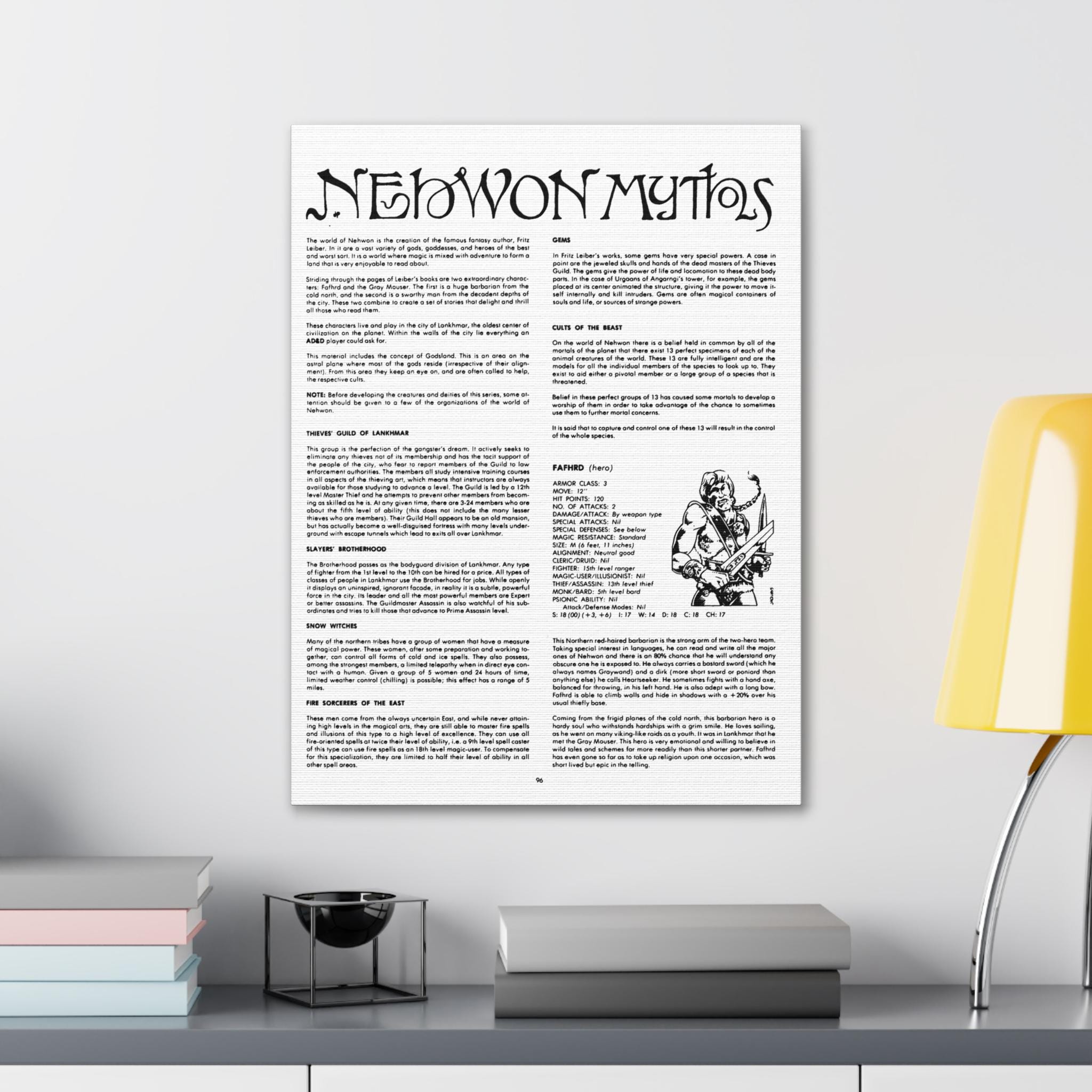 1E Fafhrd of Nehwon Stat Block Deities and Demigods Canvas Print ...