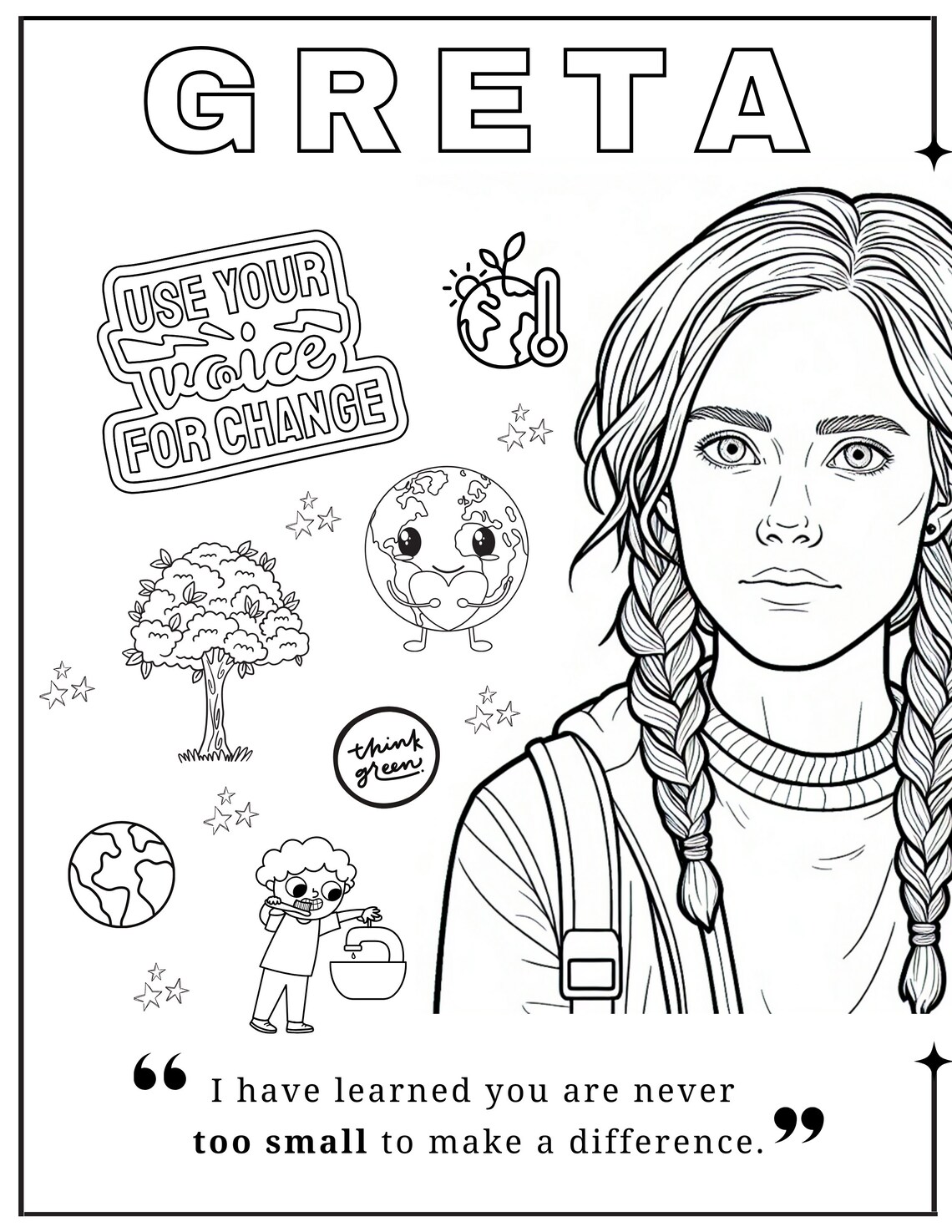 Greta Thunberg Coloring Page | Climate Activist | International Women's ...