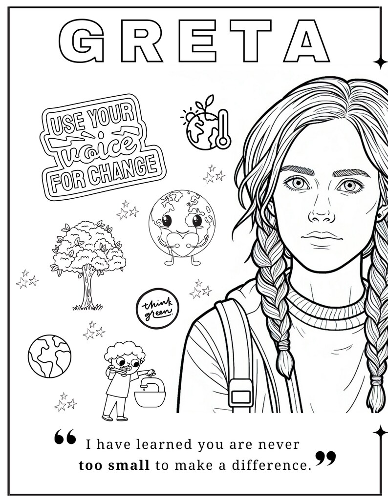 Greta Thunberg Coloring Page | Climate Activist | International Women's ...