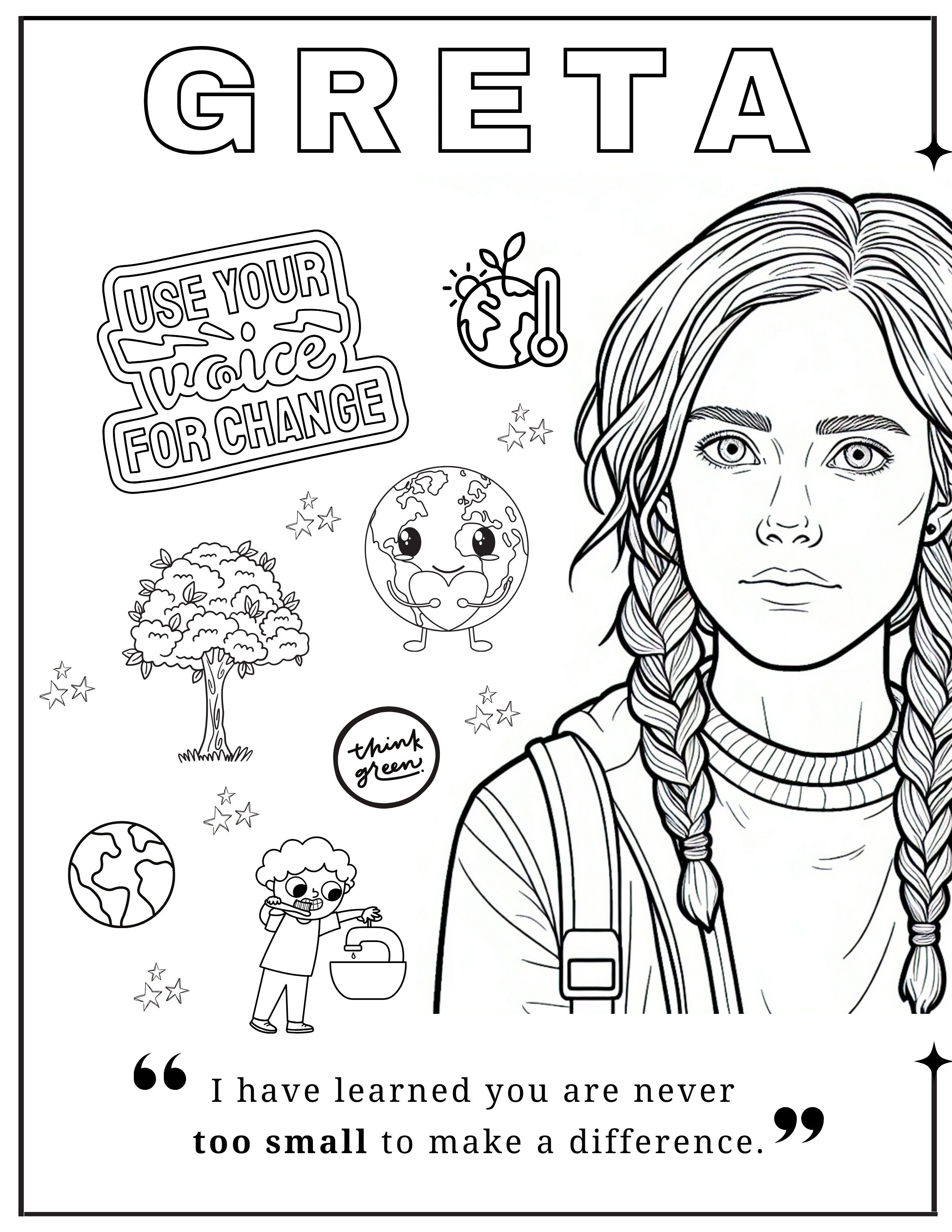 Greta Thunberg Coloring Page | Climate Activist | International Women's ...