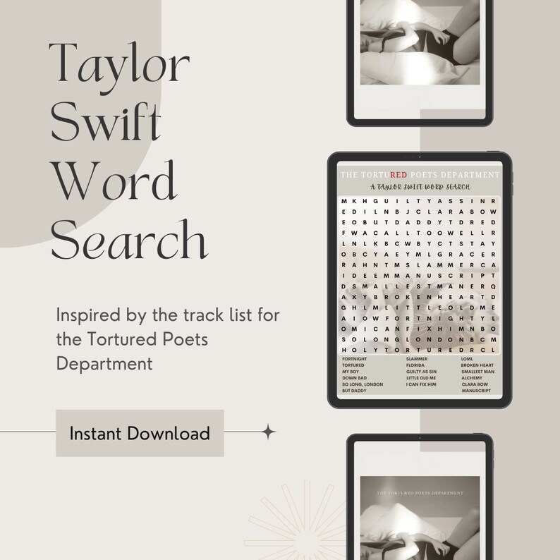 Taylor - the Tortured Poets Department | Word Search - Etsy
