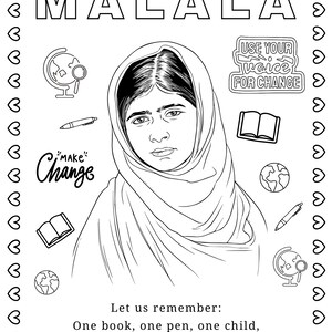 Malala Yousafzai Coloring Page | Activist - Girls' Education & Gender ...