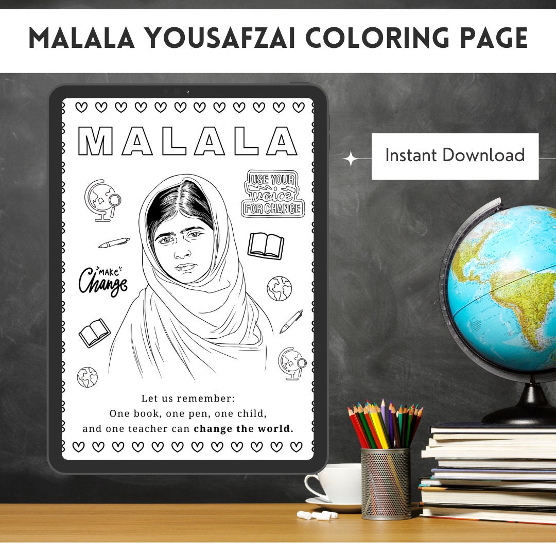 Malala Yousafzai Coloring Page | Activist - Girls' Education & Gender ...