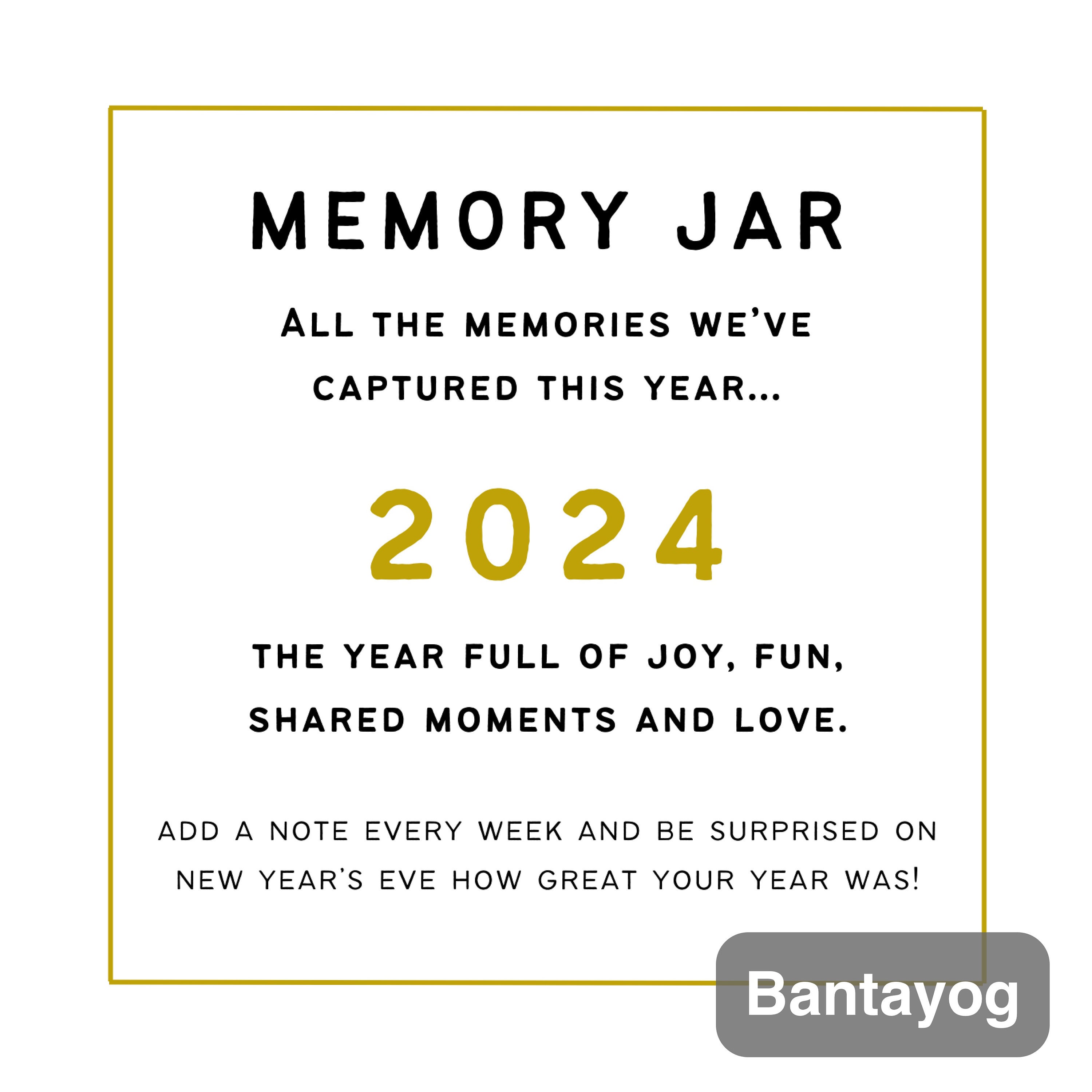 Memory Jar Notes for New Year's, 2024, Anniversary, Birthday, College ...
