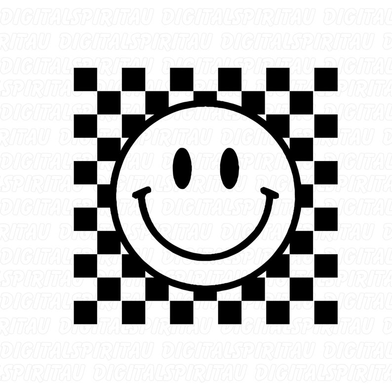 Checkered Pattern Smile Face SVG, Retro Smile Face, Smily Face Svg ...