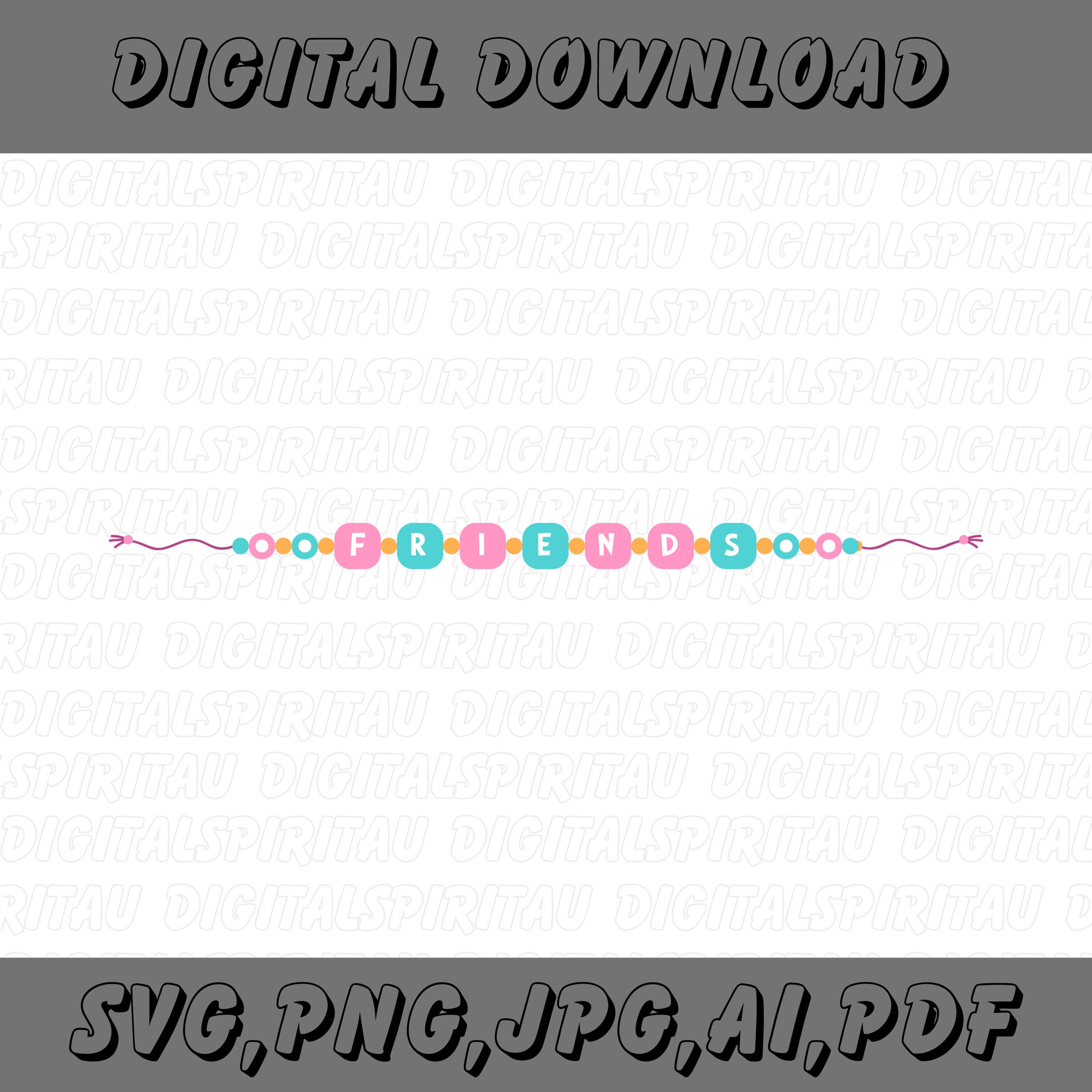 Friendship Bead Bracelet SVG, Alphabet Bead, Doodle Letters, Doodle ...
