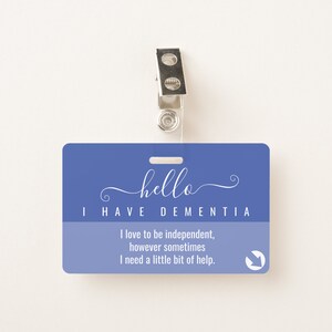 DEMENTIA / ALZHEIMER'S Emergency Contact Informational Lanyard Card ...