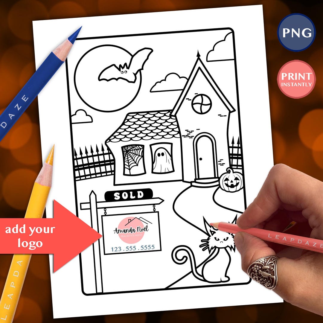 Halloween Branded Open House Realtor Closing Gift Coloring Page ...