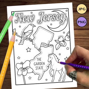 NEW JERSEY Coloring Page With State Facts - Printable United States of ...