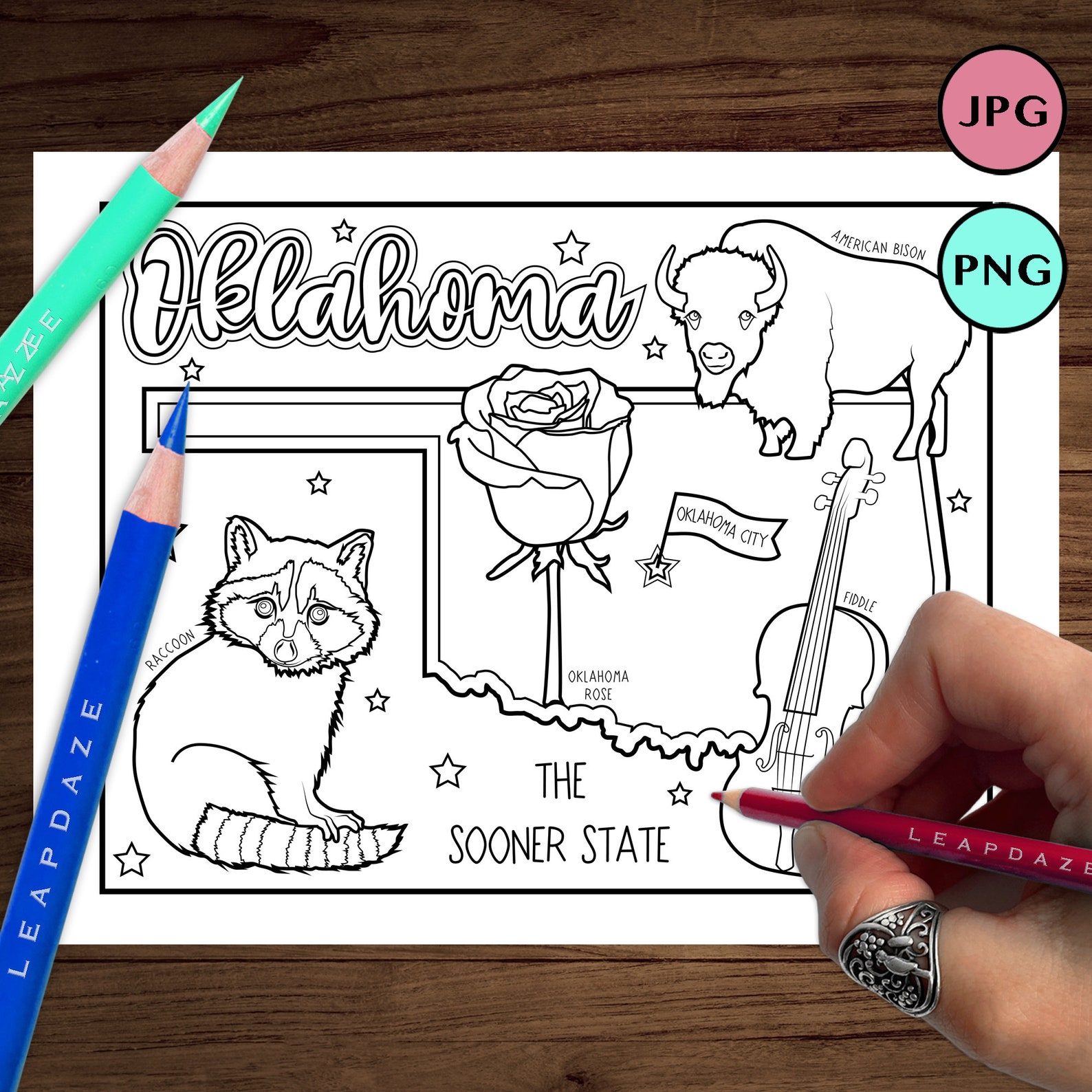 OKLAHOMA Coloring Page With State Facts - Printable United States of ...