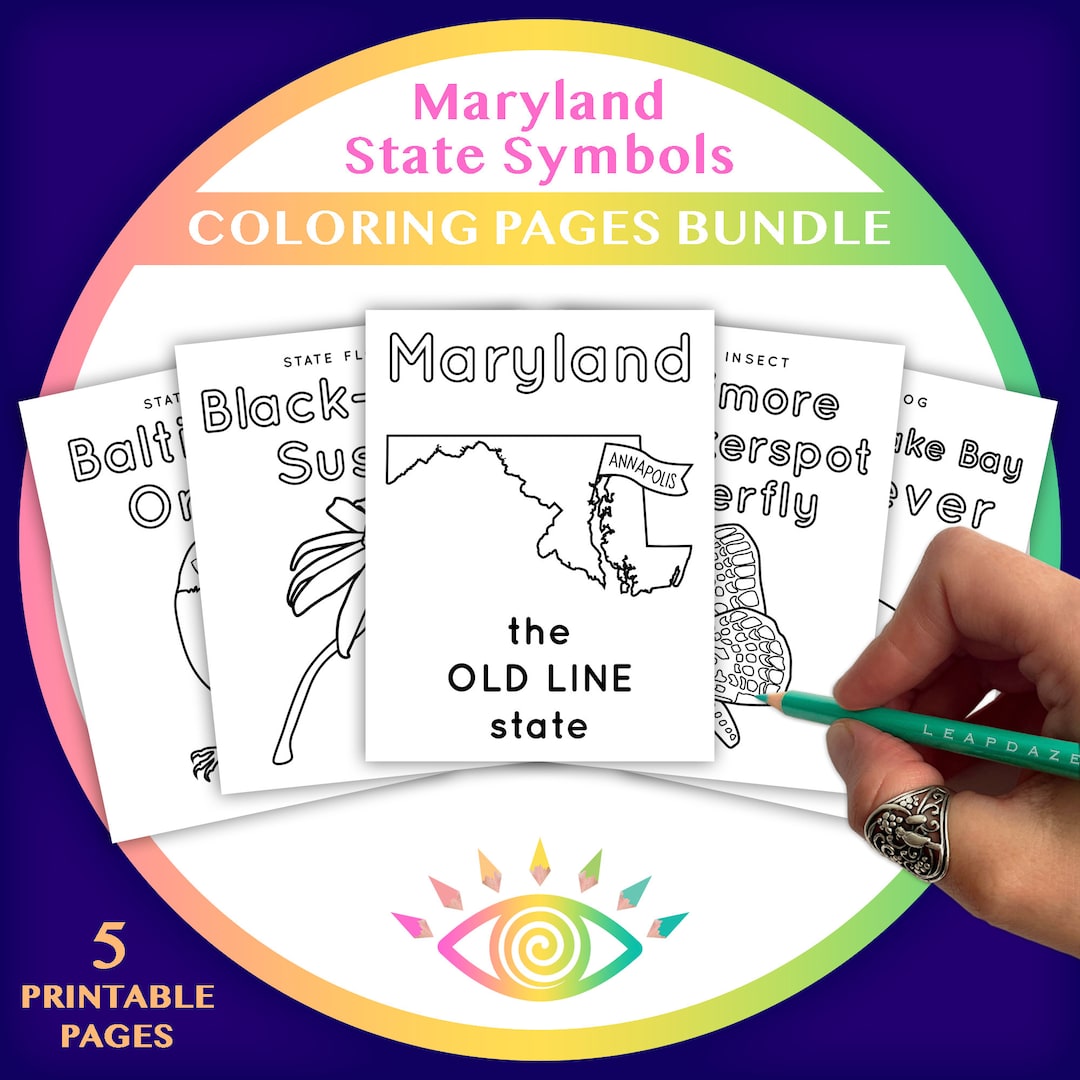 MARYLAND State Symbols Coloring Pages Bundle - Instant Download - Etsy