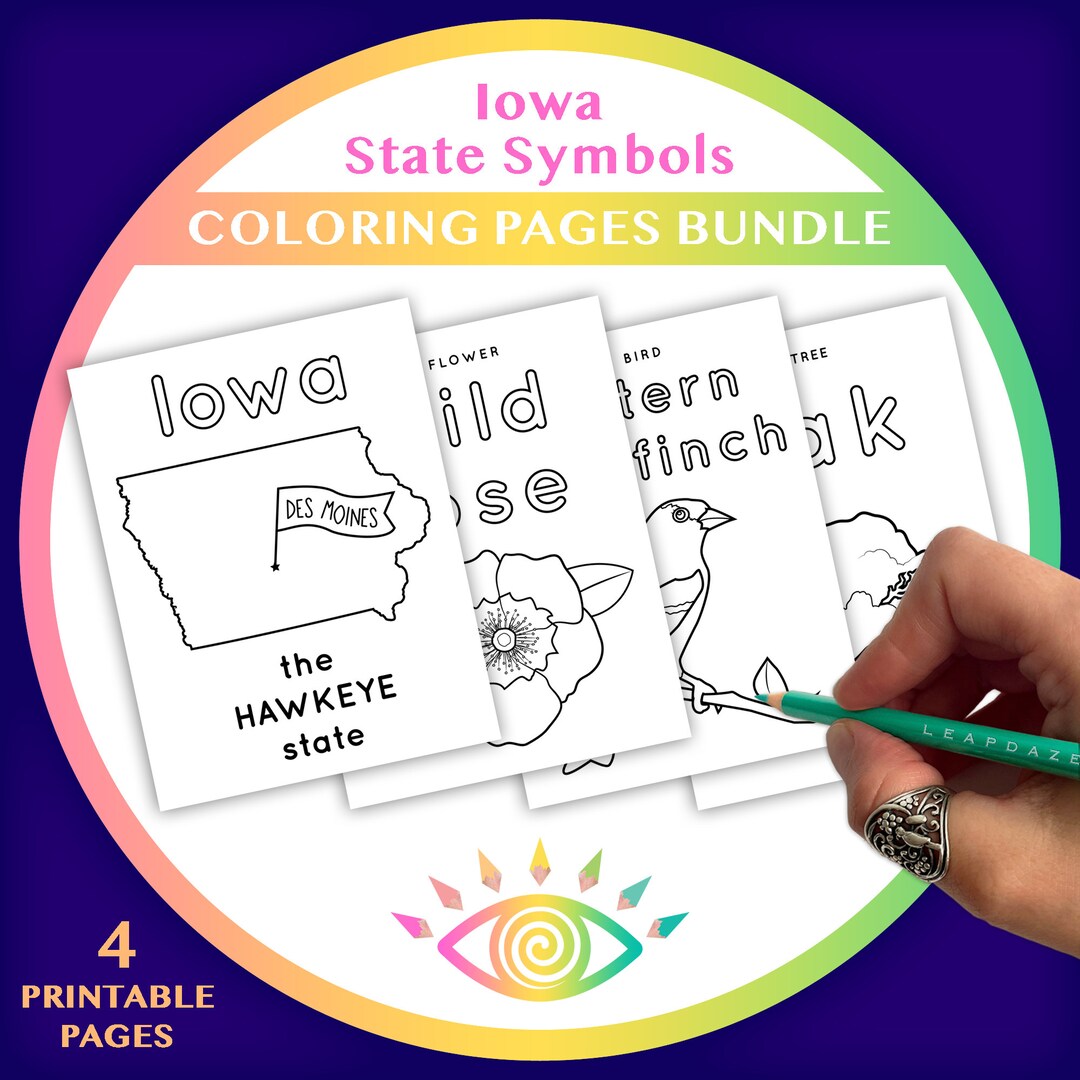 IOWA State Symbols Coloring Pages Bundle - Instant Download - Etsy