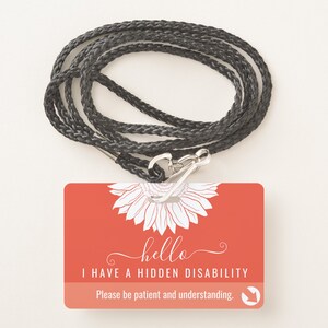 HIDDEN DISABILITY Awareness Emergency Contact Info Lanyard Card, Thank ...
