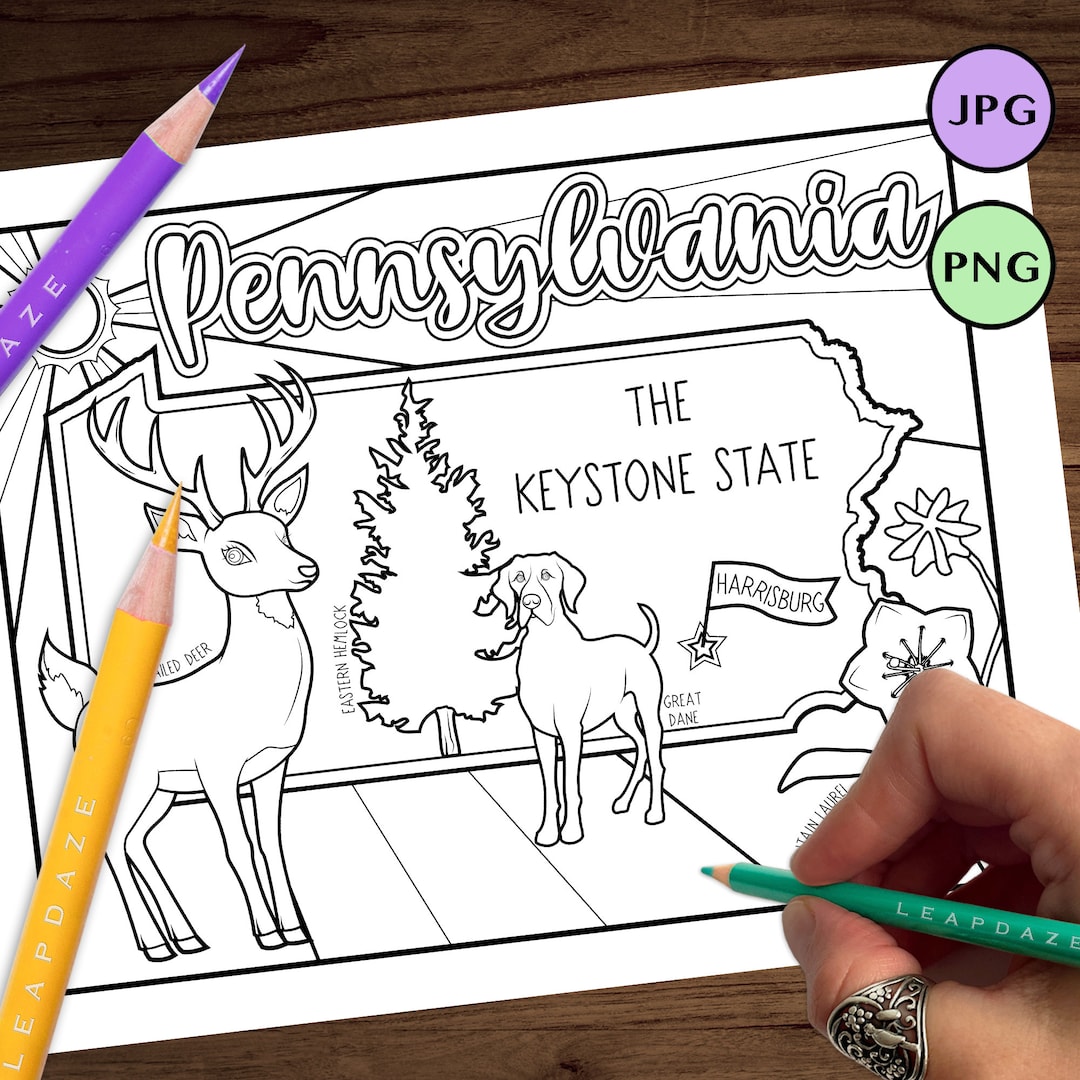 PENNSYLVANIA Coloring Page With State Facts - Animal, Dog, Nickname ...