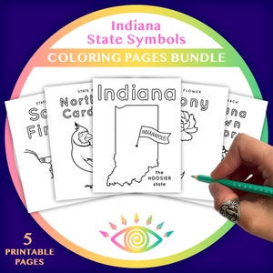 INDIANA State Symbols Coloring Pages Bundle - Instant Download - Etsy