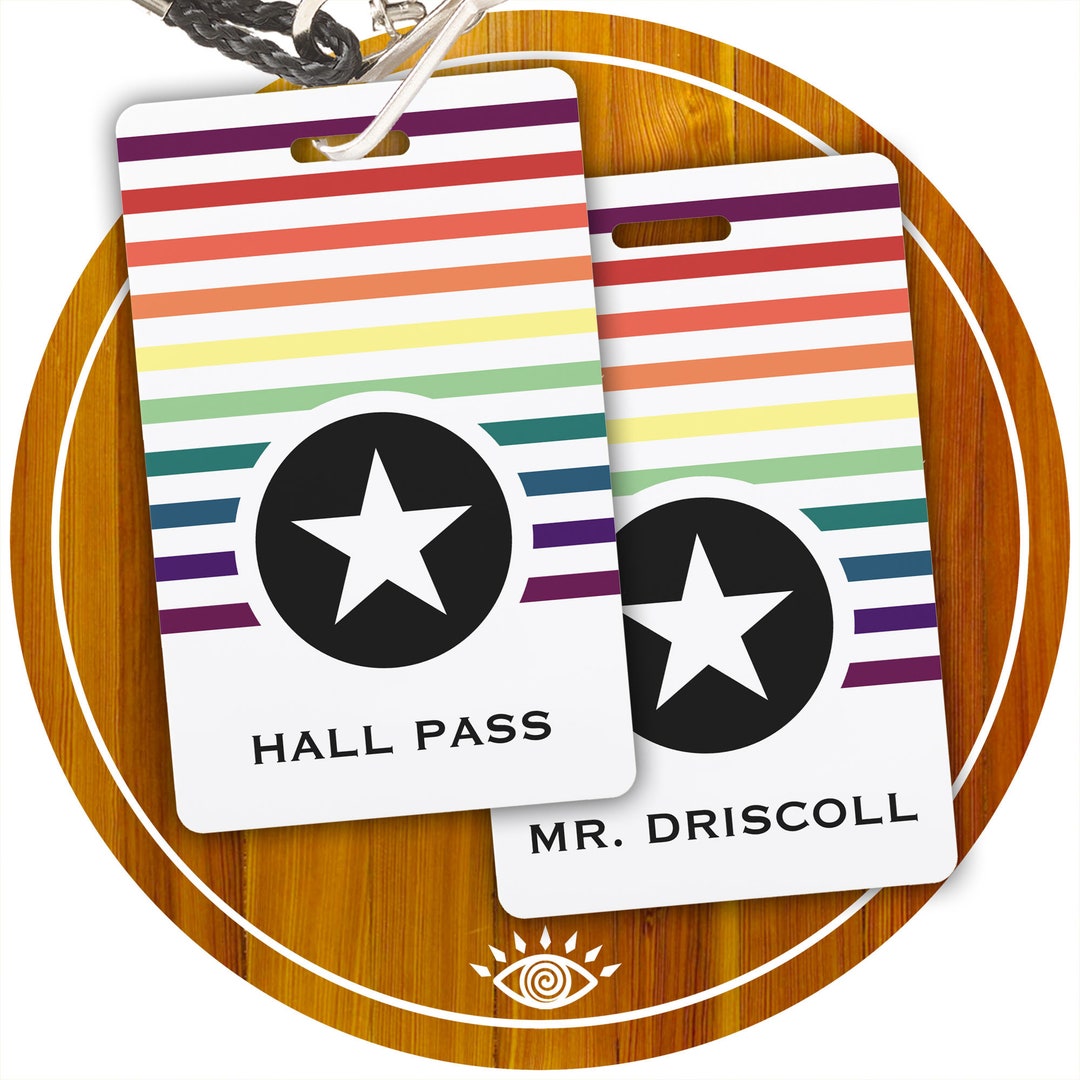 Modern Chic Stripes Classroom Hall Passes for Teachers, Personalized ...