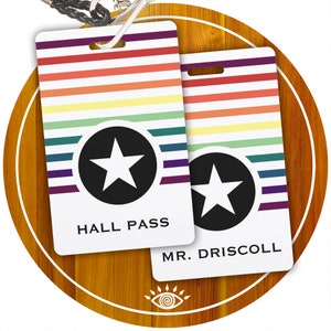 Modern Chic Stripes Classroom Hall Passes for Teachers, Personalized ...