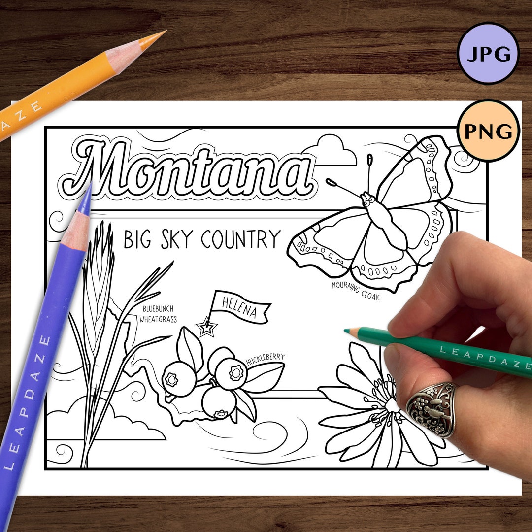 MONTANA Coloring Page With State Facts - Printable United States of ...