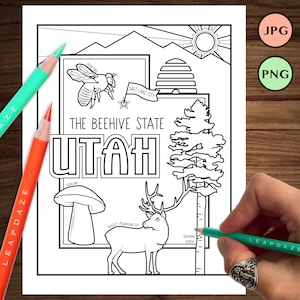 UTAH Coloring Page With State Facts - Printable United States of ...