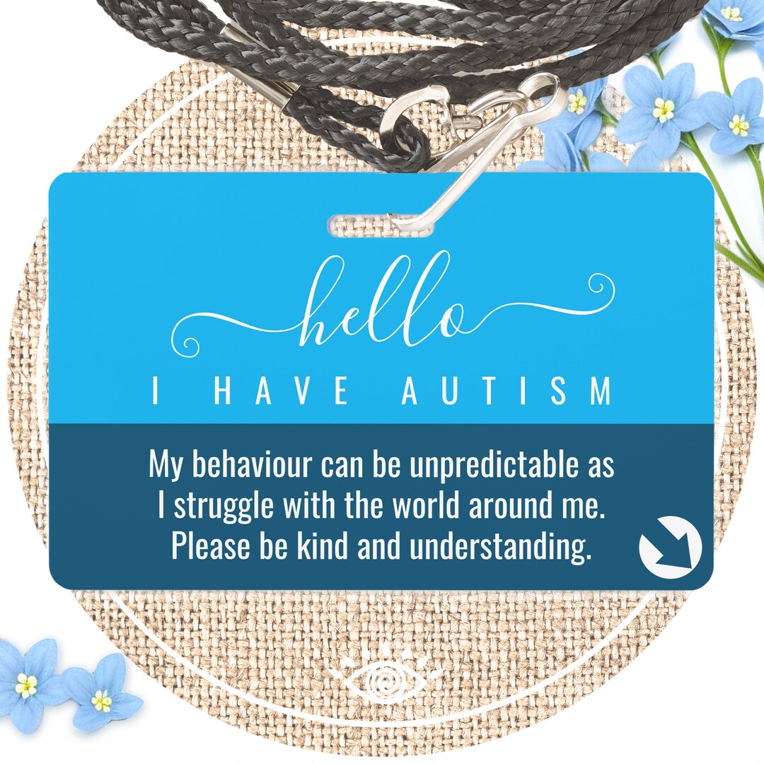 AUTISM Awareness Emergency Contact Info Lanyard Card, Thank You for ...