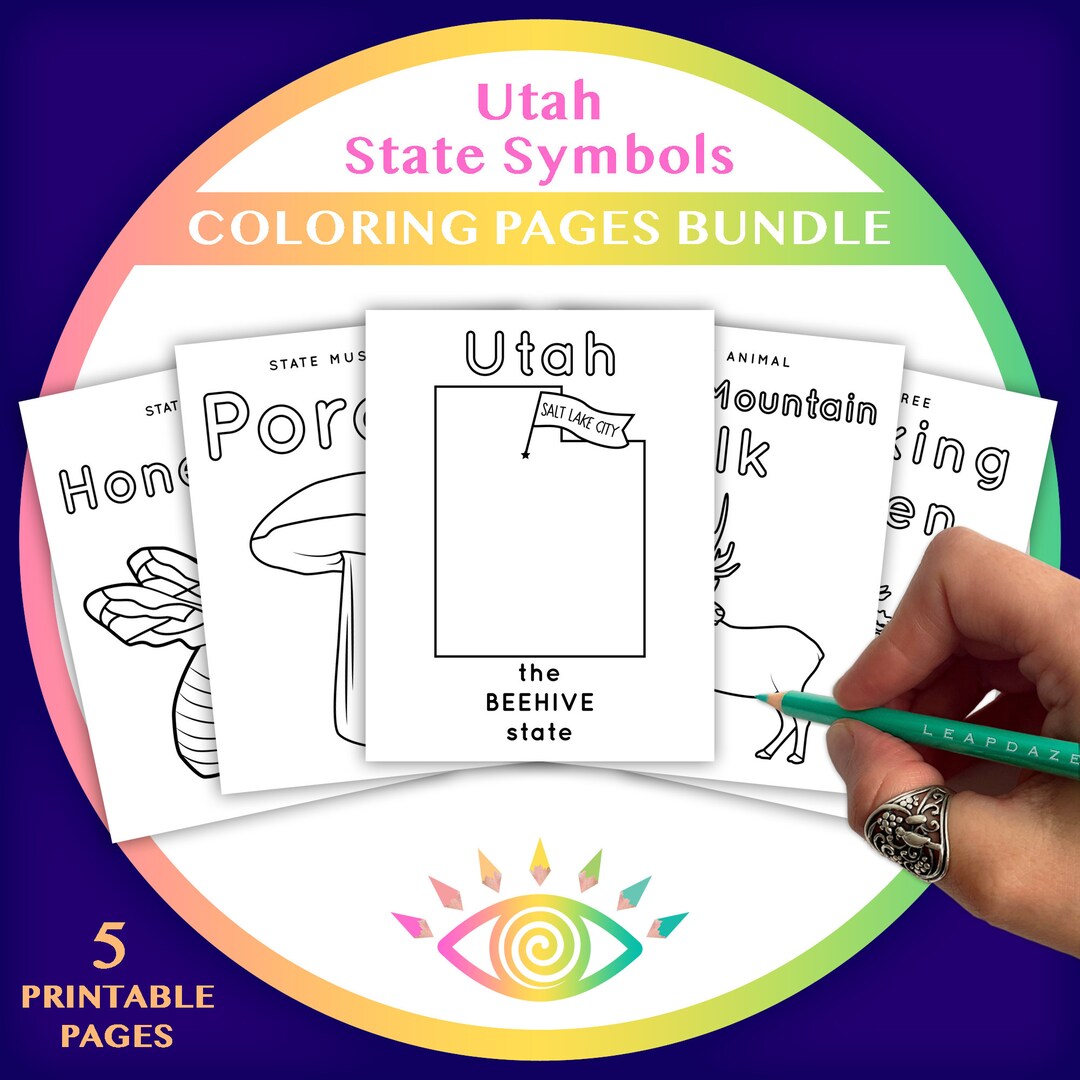 UTAH State Symbols Coloring Pages Bundle - Instant Download - Etsy