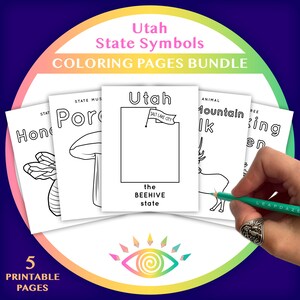 UTAH State Symbols Coloring Pages Bundle - Instant Download - Etsy