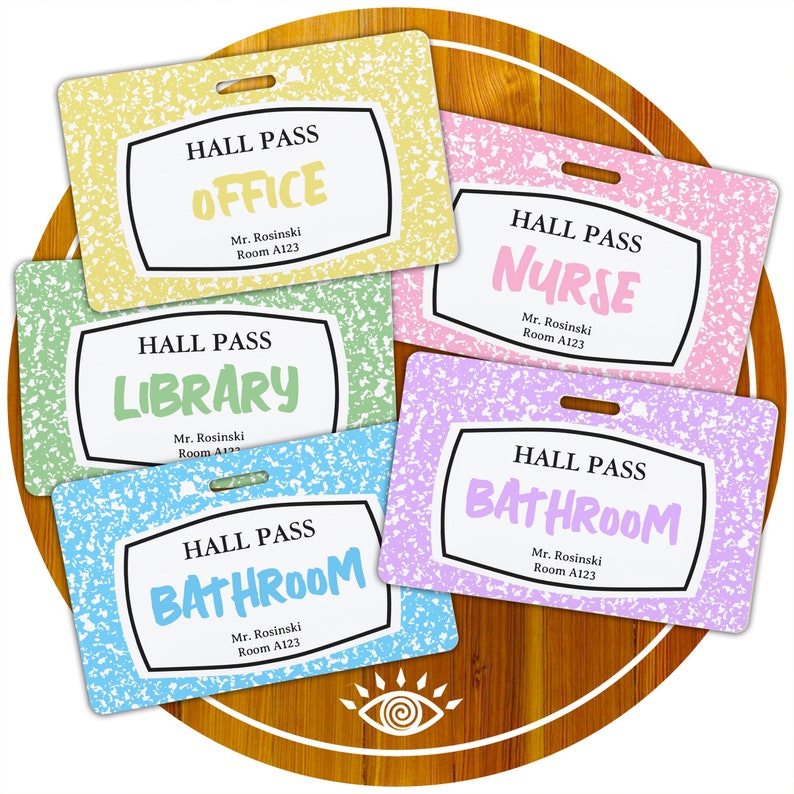 Composition Book Classroom Hall Passes for Teachers, Personalized ...