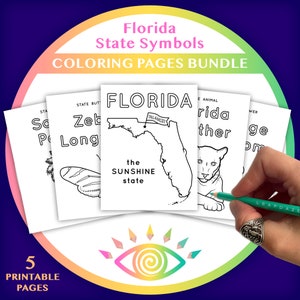 FLORIDA State Symbols Coloring Pages Bundle - Instant Download - Etsy