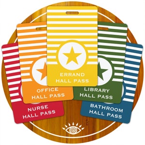 Modern Chic Stripes Classroom Hall Passes for Teachers, Personalized ...