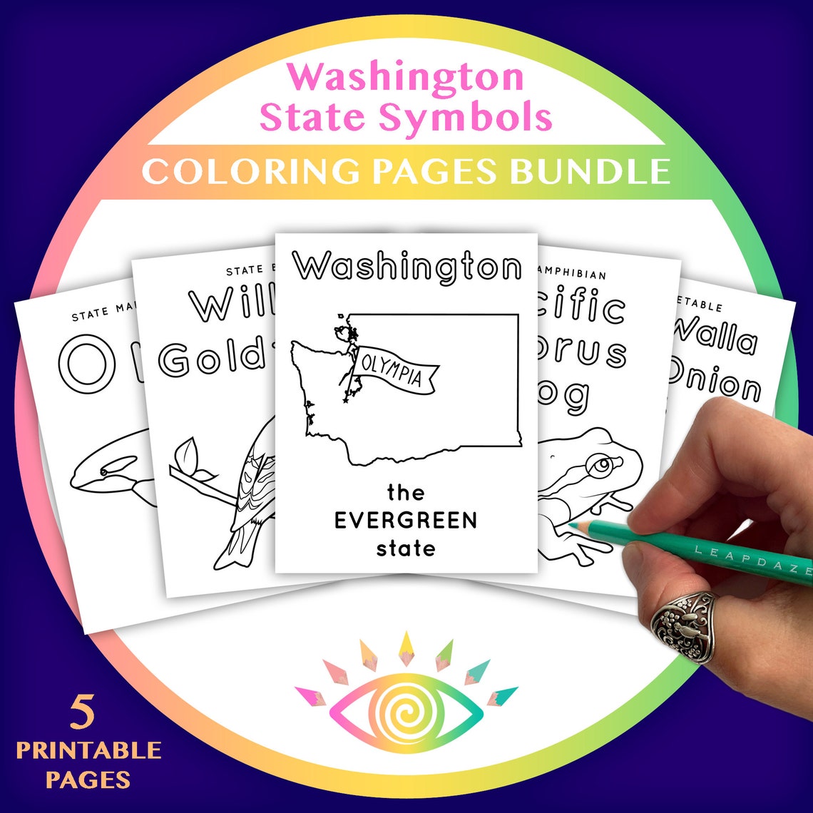 WASHINGTON State Symbols Coloring Pages Bundle - Instant Download - Etsy