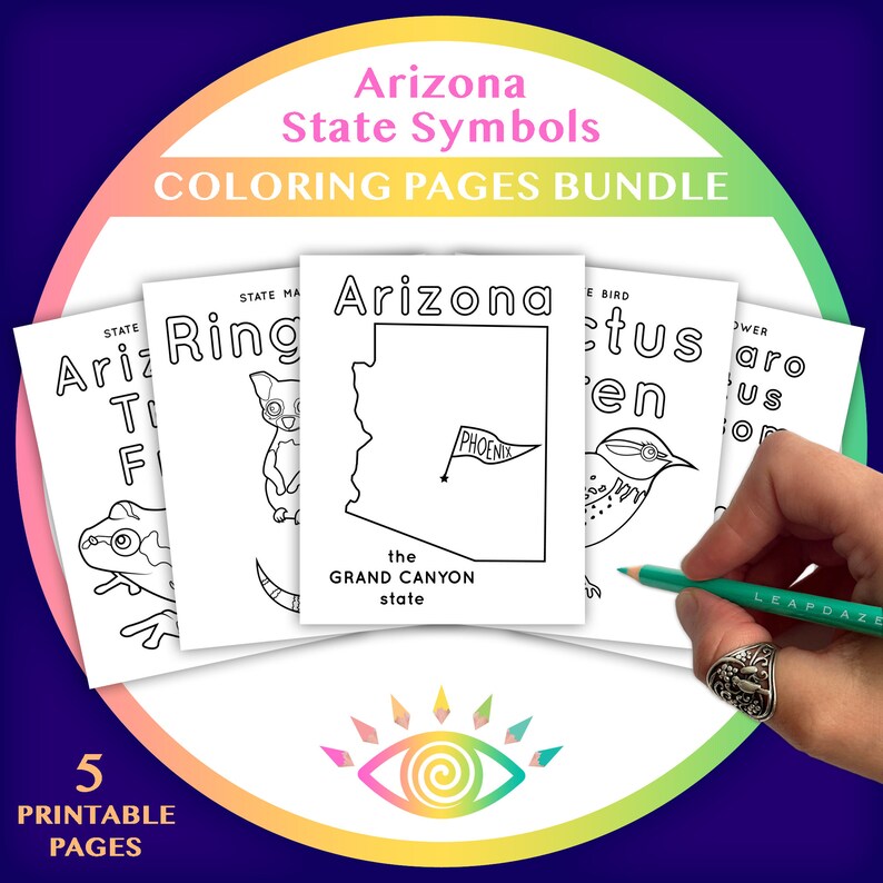 ARIZONA State Symbols Coloring Pages Bundle - Instant Download - Etsy